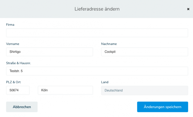 Kann ich meine Lieferadresse anpassen? | Shirtigo Helpcenter