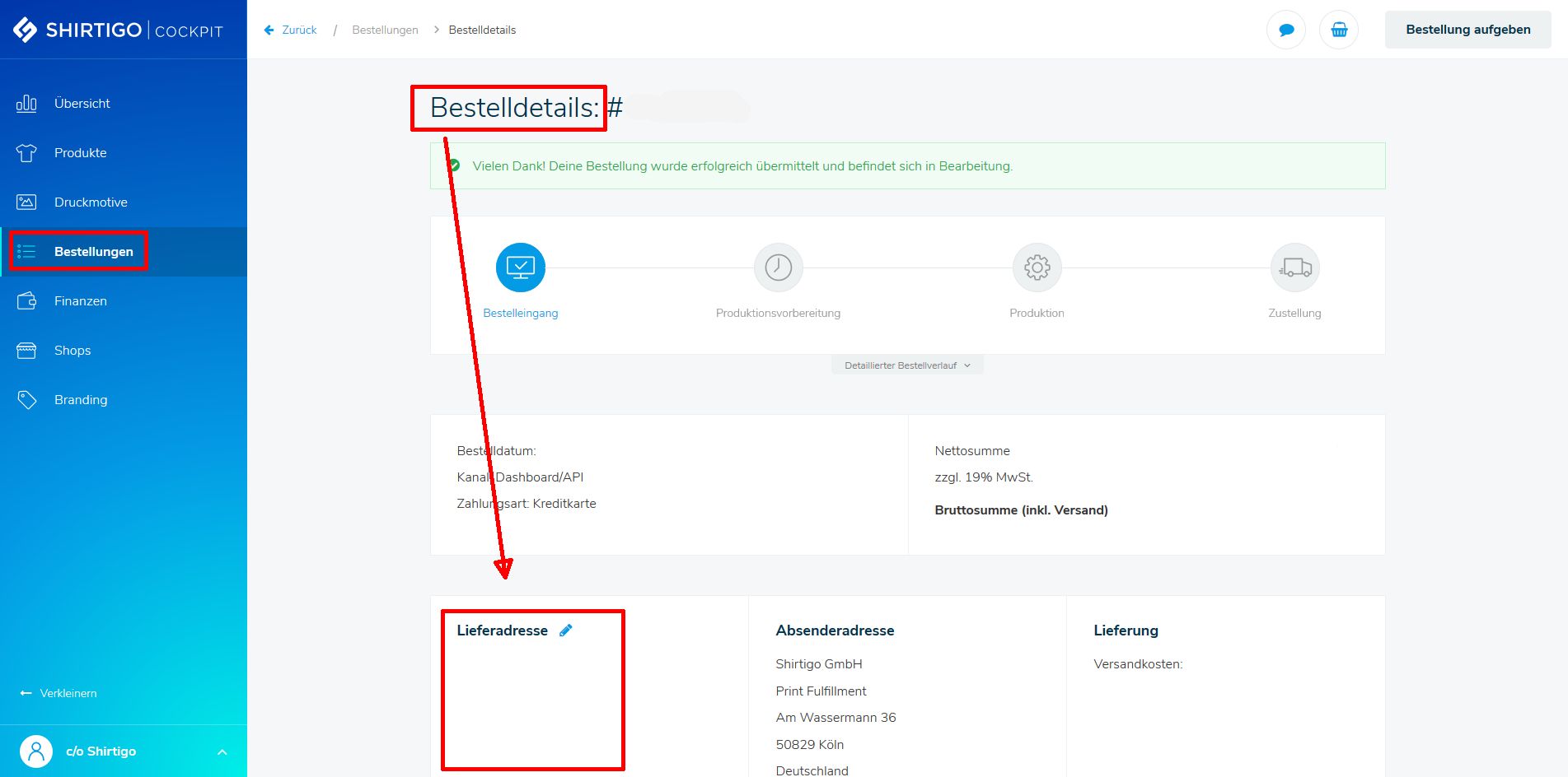 Was sind die formalen Vorgaben für die Lieferadresse? | Shirtigo Helpcenter